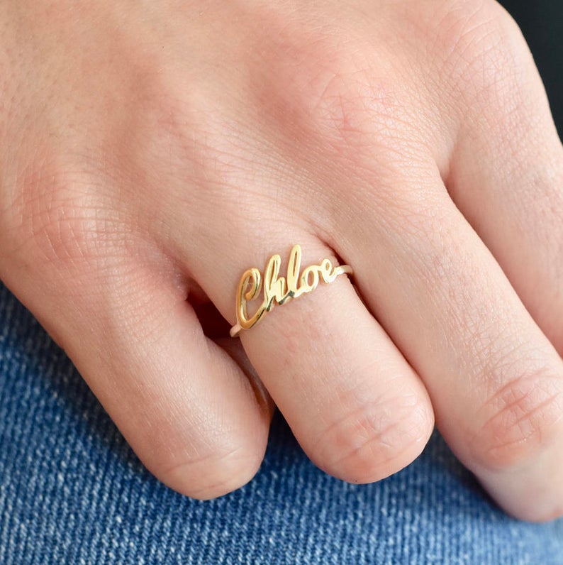 Script Gold Name Ring – CHILLS JEWELS
