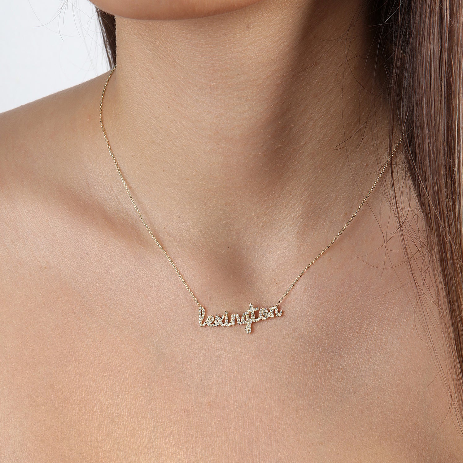 Diamond Pave Script Name Necklace – CHILLS JEWELS