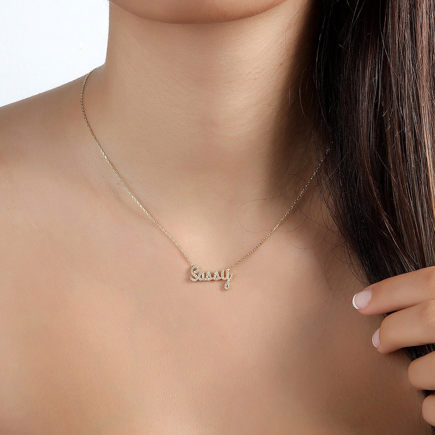 Diamond Pave Script Name Necklace – CHILLS JEWELS